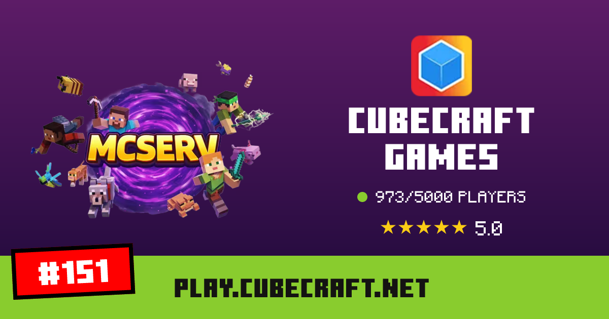 CubeCraft Games - IP, jogadores e informações do servidor Minecraft
