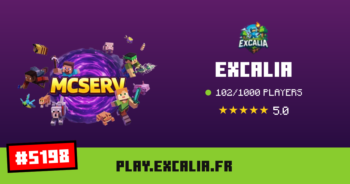 EXCALIA - IP, joueurs et infos du serveur Minecraft