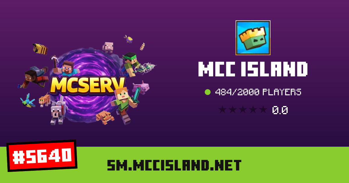 MCC Island - IP, players and Minecraft server info