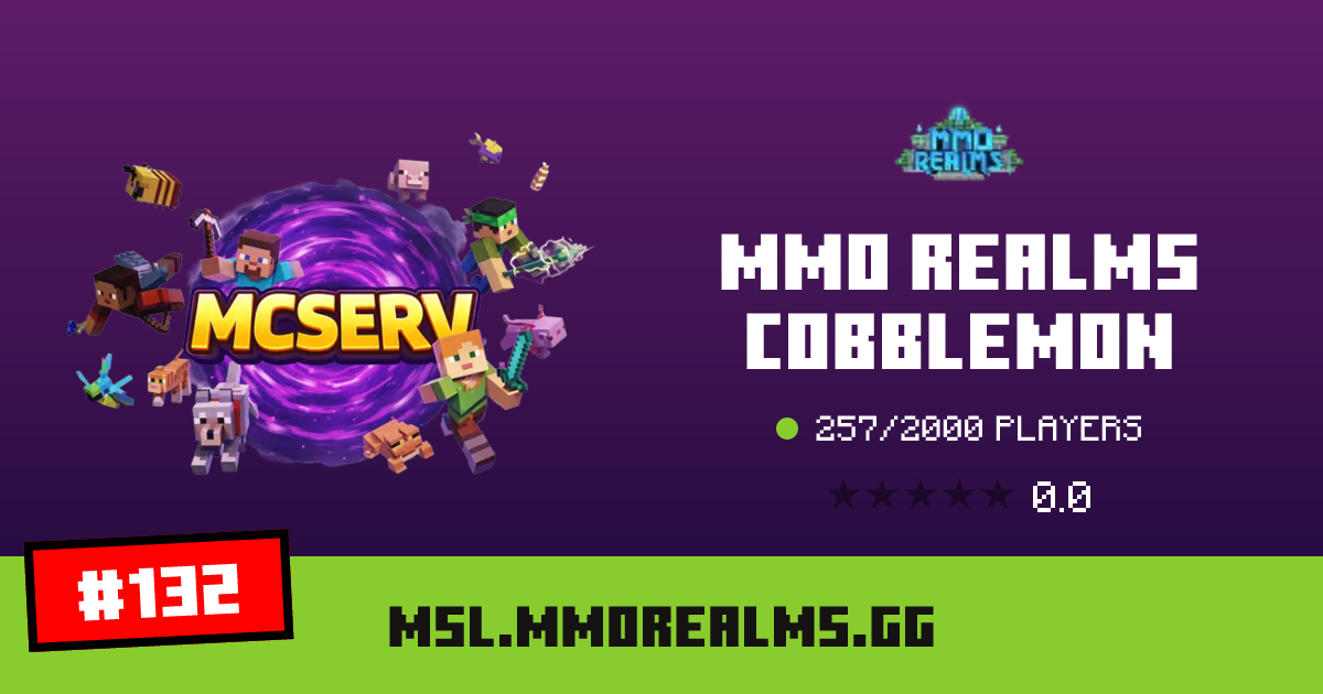 MMO Realms Cobblemon - IP、玩家数和Minecraft服务器信息